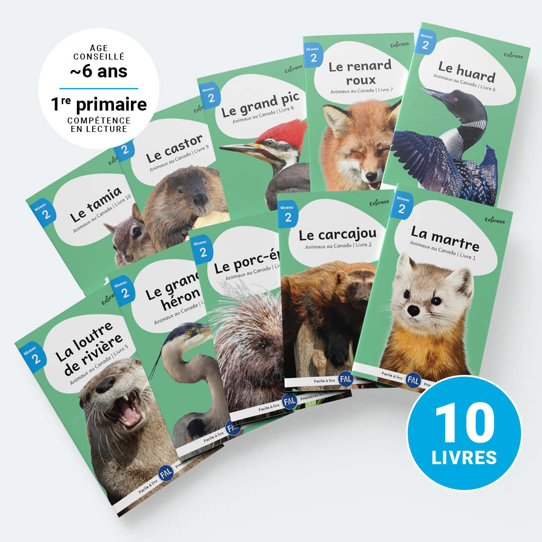 Animaux au Canada – 10 livres documentaires décodables niveau 2